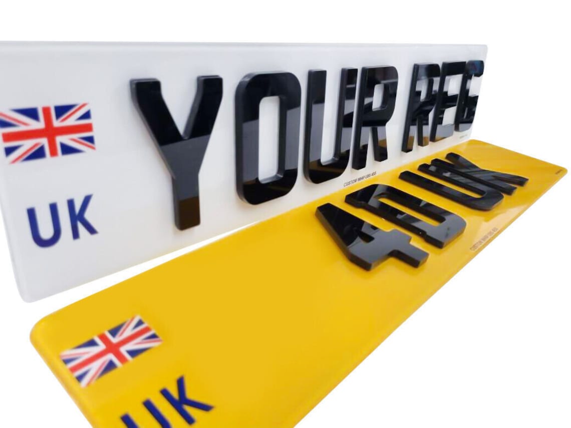 4D Number Plates 6MM UK Car Road Legal Gloss Black Acrylic (pair) - Etsy UK