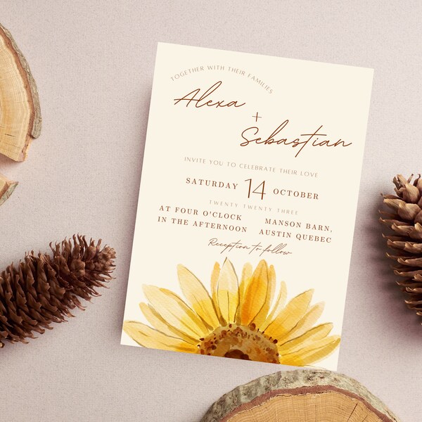 Sunflower Wedding Invitation - Etsy