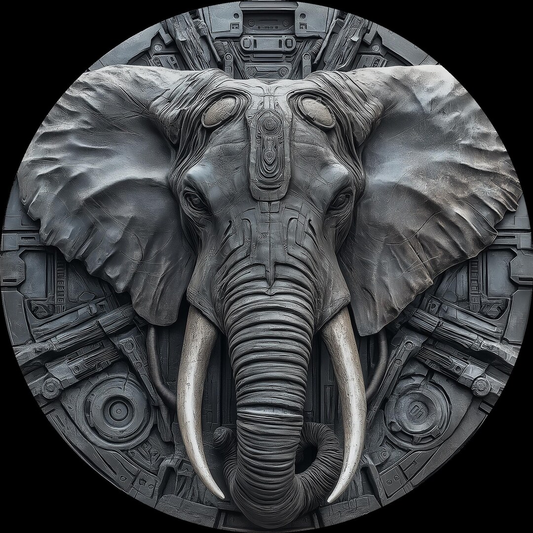 Mech African ELEPHANT 4K PNG 3d Embossing Files, Fiber Laser Engraving ...