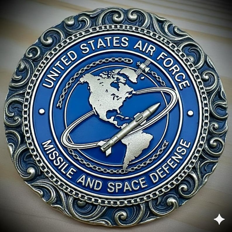 3D Embossing Depth Map: US Airforce Missile and Space Defense. Antiqued ...