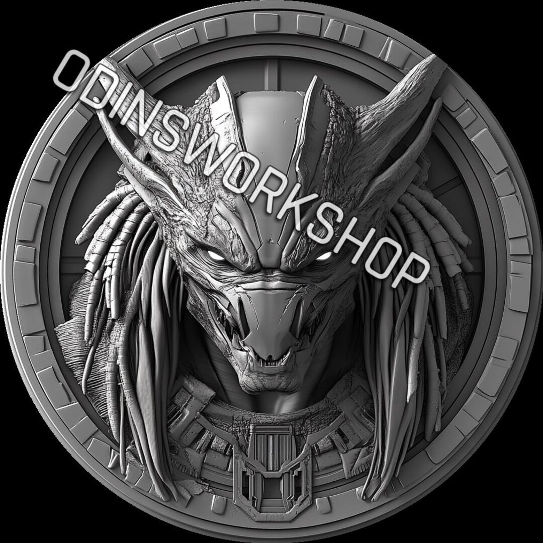 Predator Coin 3D Embossing Design: Fiber Laser Engraving Files - Etsy