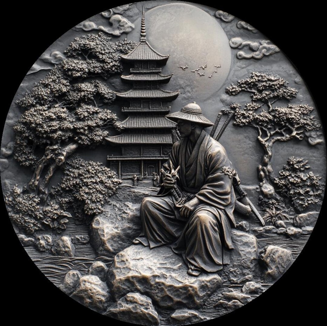 Japanese Edo Ronin Coin 3D Embossing Design: Fiber Laser Engraving ...