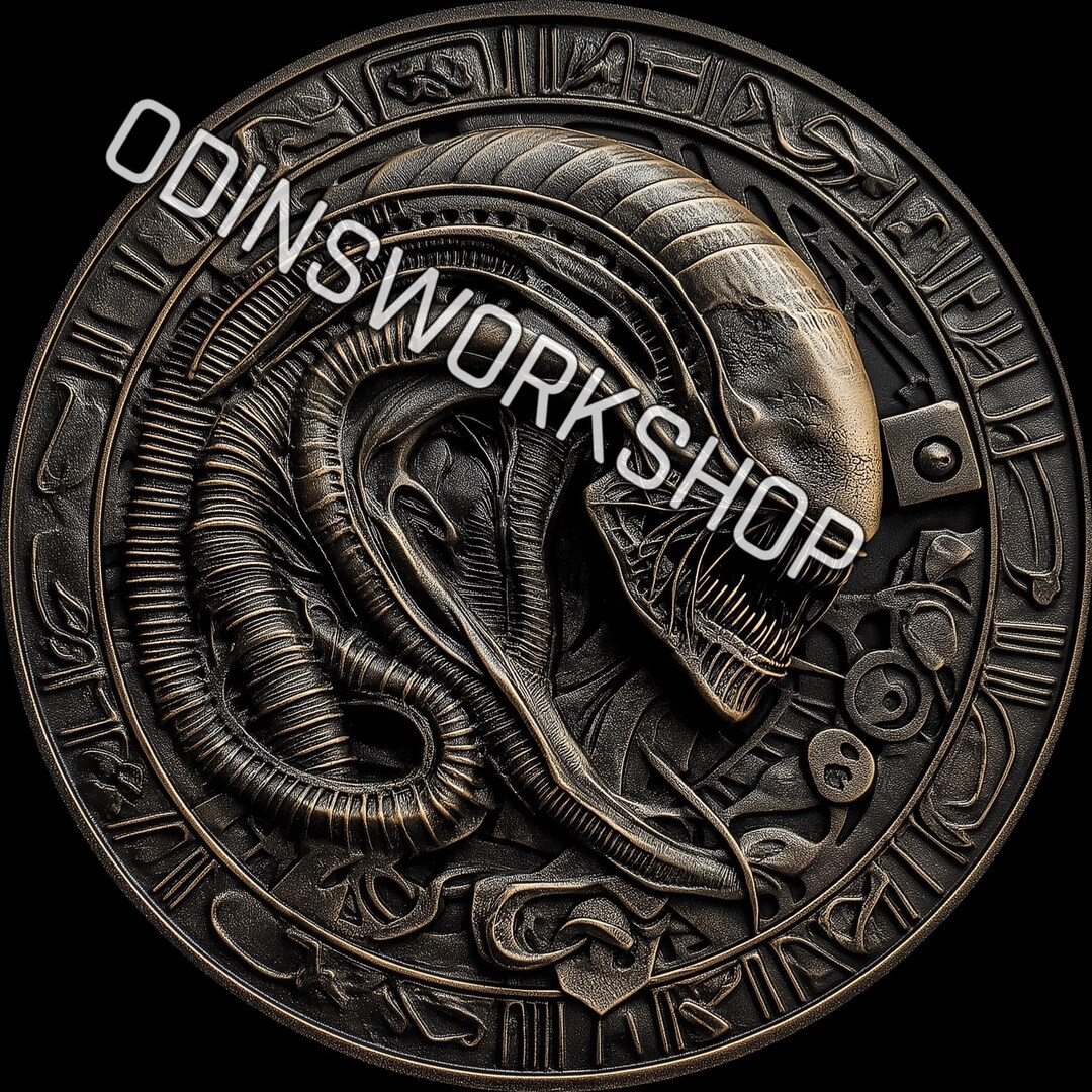 Alien Xenomorph Coin Design: 3D Embossing Files (STL+PNG) - Etsy