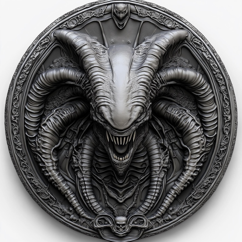 Alien Vs Predator Coin: 3D Embossing PNG Files for Laser Engraving - Etsy
