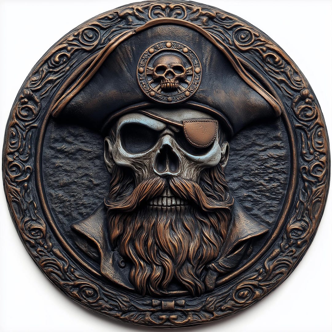 Pirate Coin 4k PNG 3d Embossing Files, Fiber Laser Engraving Designs ...