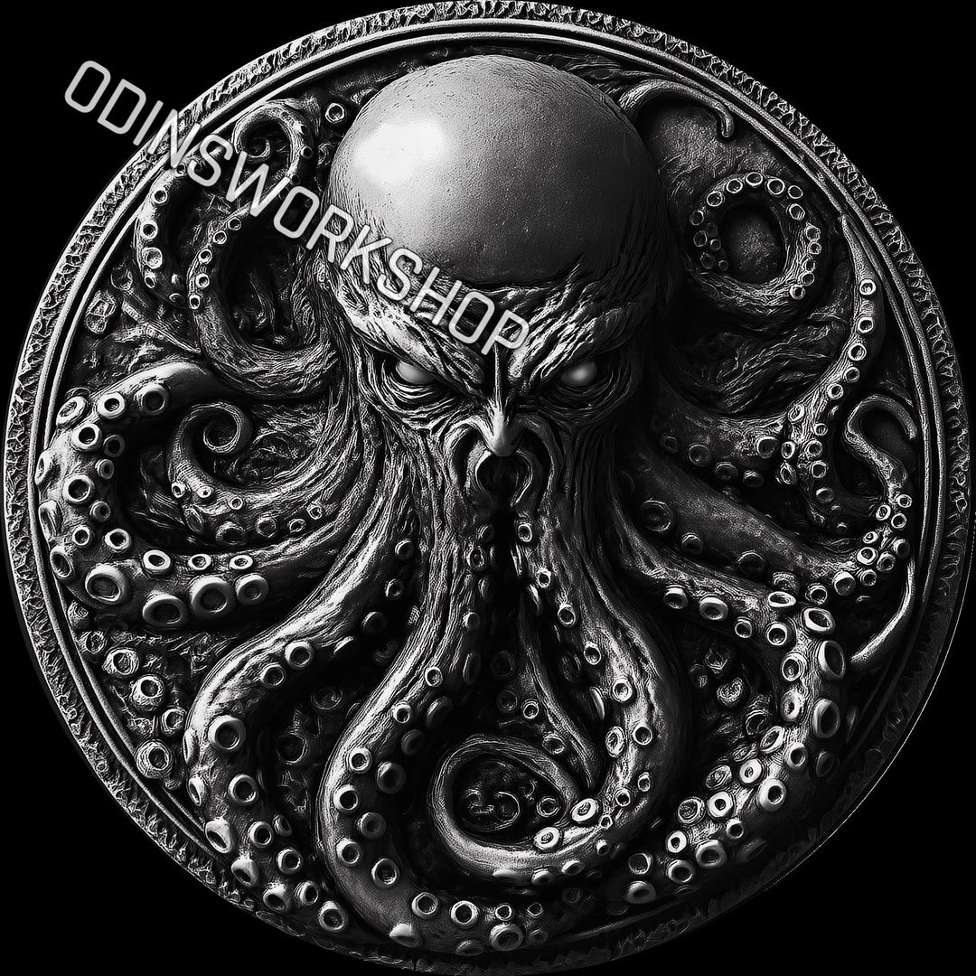 Kraken Coin Engraving Depth Map: 3D Embossing Laser Cut File (PNG) - Etsy