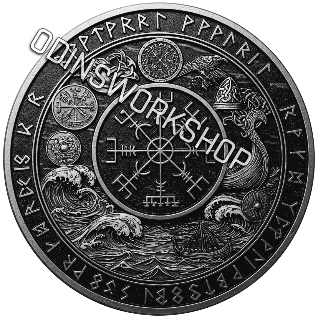 Viking Vegvisir Coin Design: 3D Embossing, Laser Engraving Files - Etsy