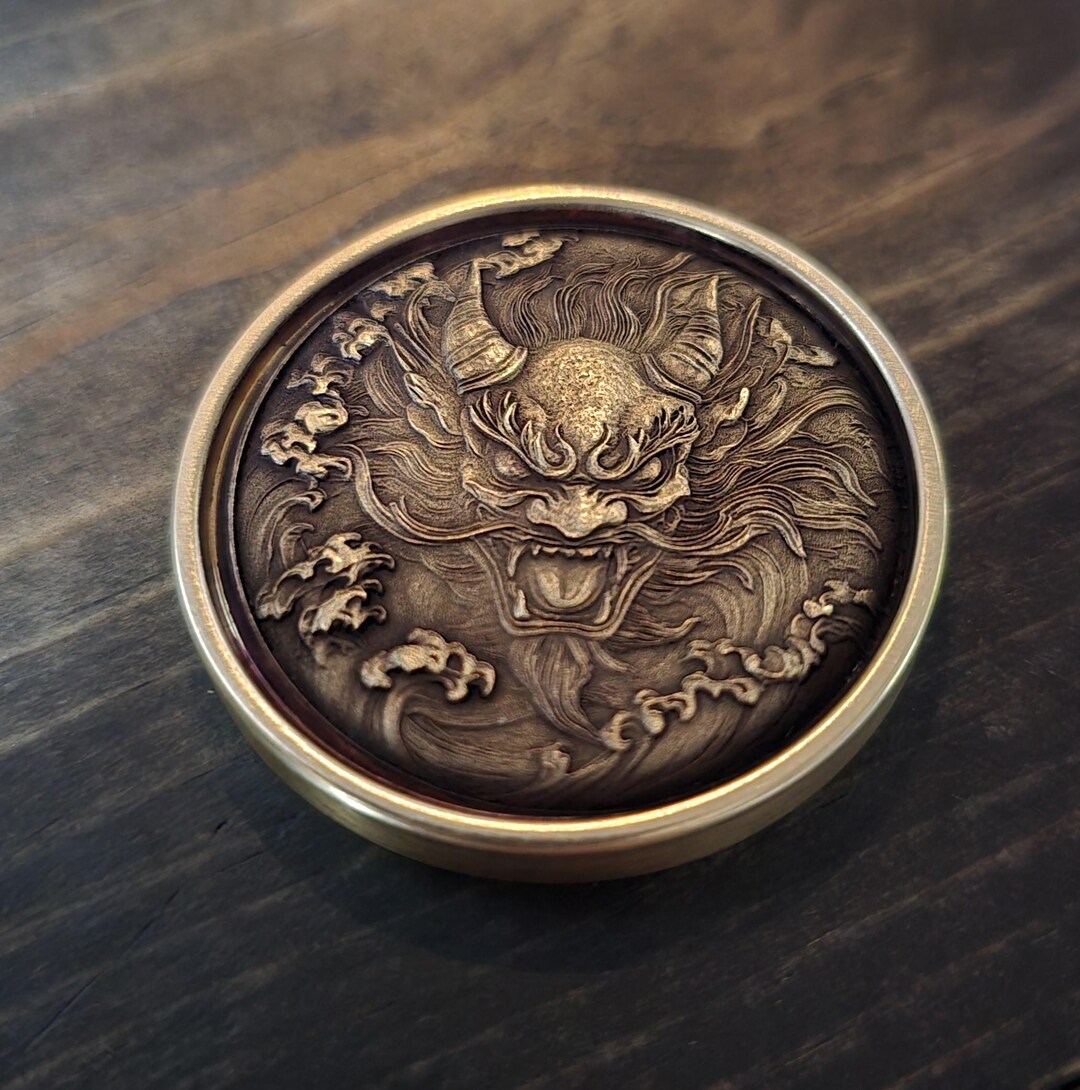 Japanese Oni Coin. EDC Worry Token. Challenge Coin. Solid Brass. Double ...