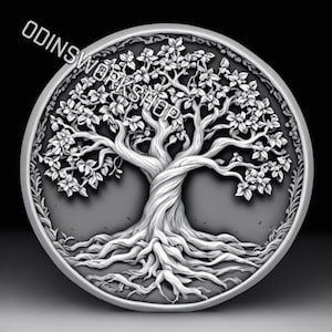 Yggdrasil World Tree 3D Embossing Design: Fiber Laser Engraving (PNG ...
