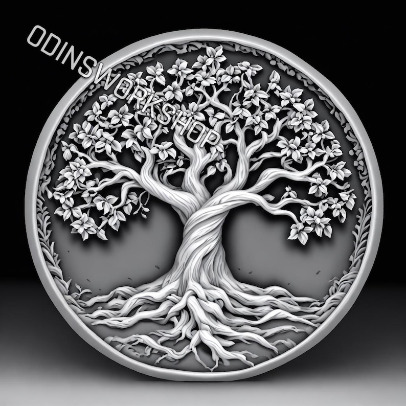 Yggdrasil World Tree 3D Embossing Design: Fiber Laser Engraving (PNG ...