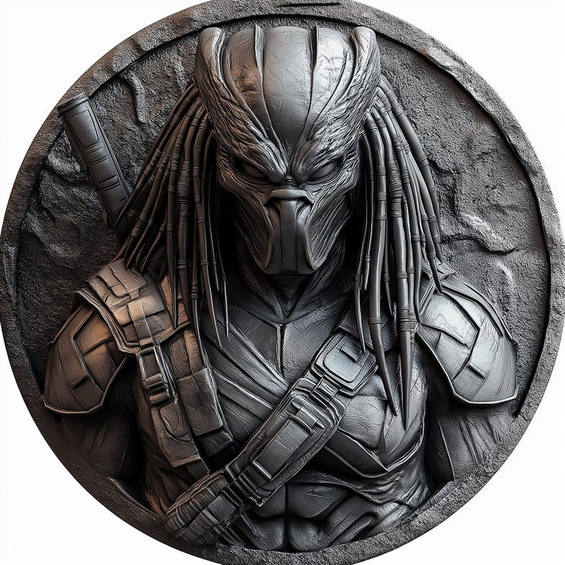 Alien Vs Predator Coin: 3D Embossing PNG Files for Laser Engraving - Etsy