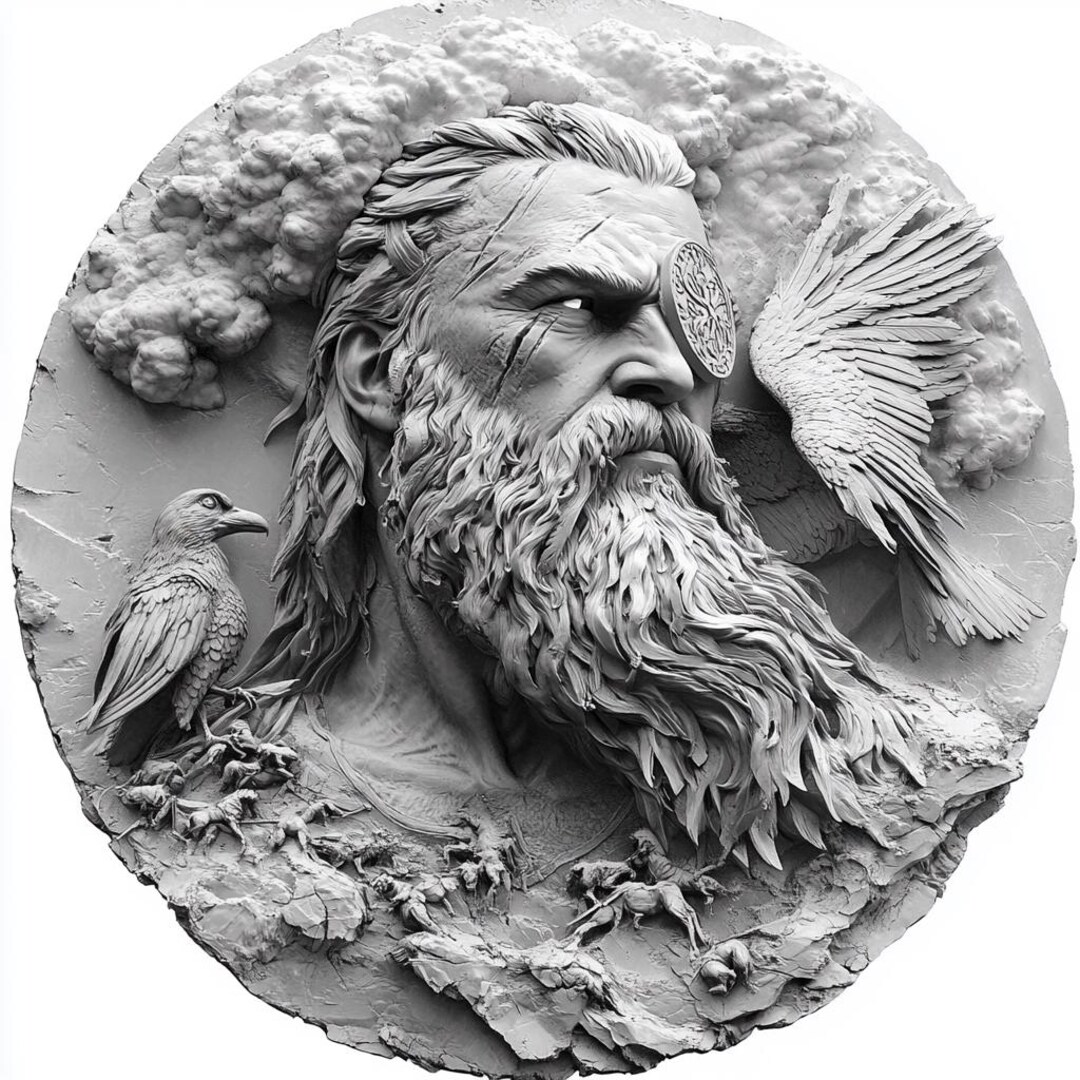 Viking Coin Odin 3d Embossing Files. DEPTH MAP. Fiber Laser Engraving ...