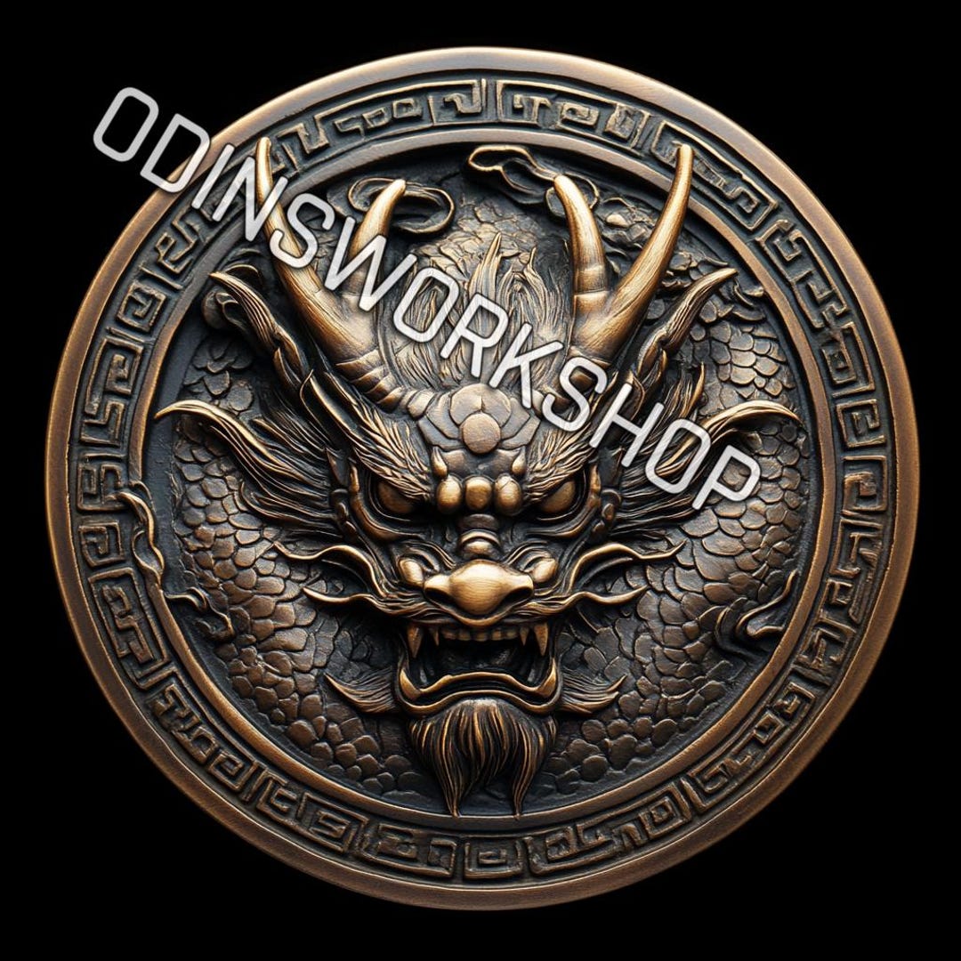 U-shinto Dragon Coin. RYUJIN Japanese 3d Embossing Files, Fiber Laser ...