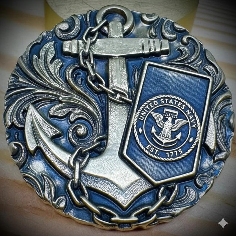 3D Embossing Depth Map: US Navy. Antiqued Coin Design (PNG, Fiber Laser ...