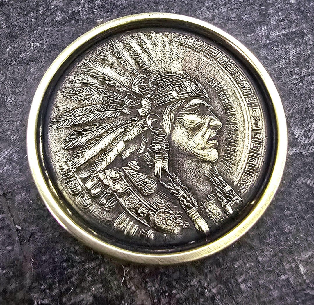 The Aztec Chief Coin. EDC Worry Token. Challenge Coin. Solid Brass ...