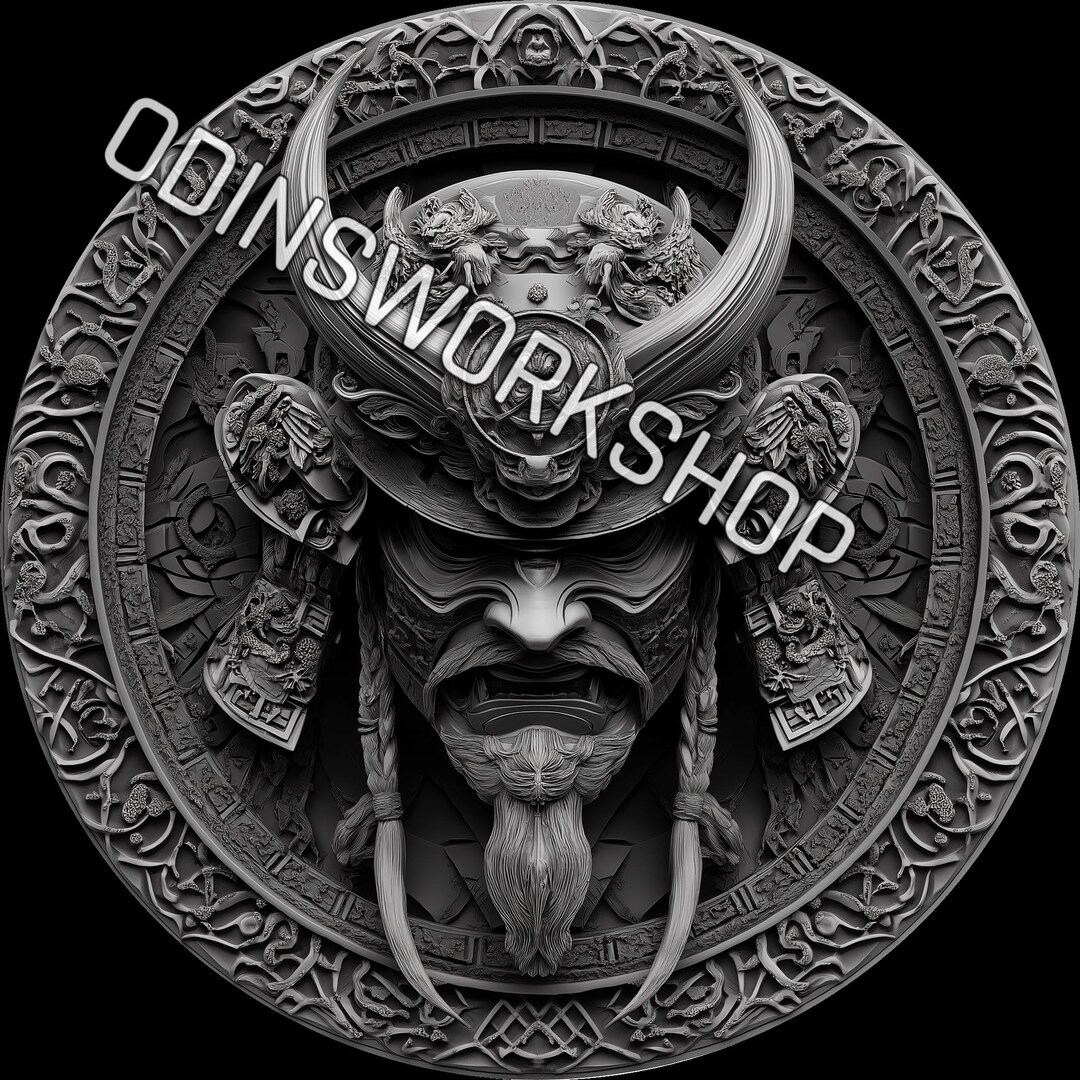 Samurai ONI Coin Design: 4K STL + PNG Laser Engraving Files - Etsy