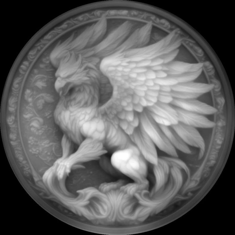 THE GRIFFIN 3d Embossing Files, Fiber Laser Engraving Designs , Coin ...