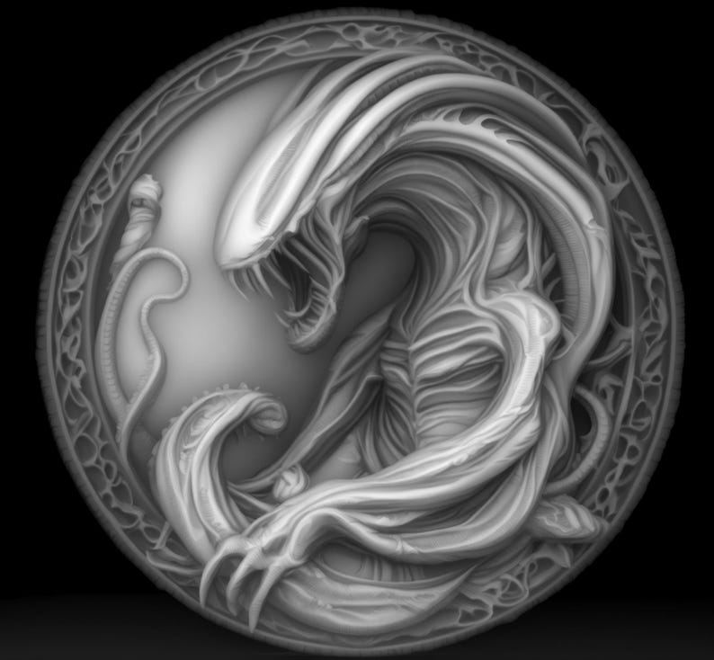 Alien Vs Predator Coin: 3D Embossing PNG Files for Laser Engraving - Etsy