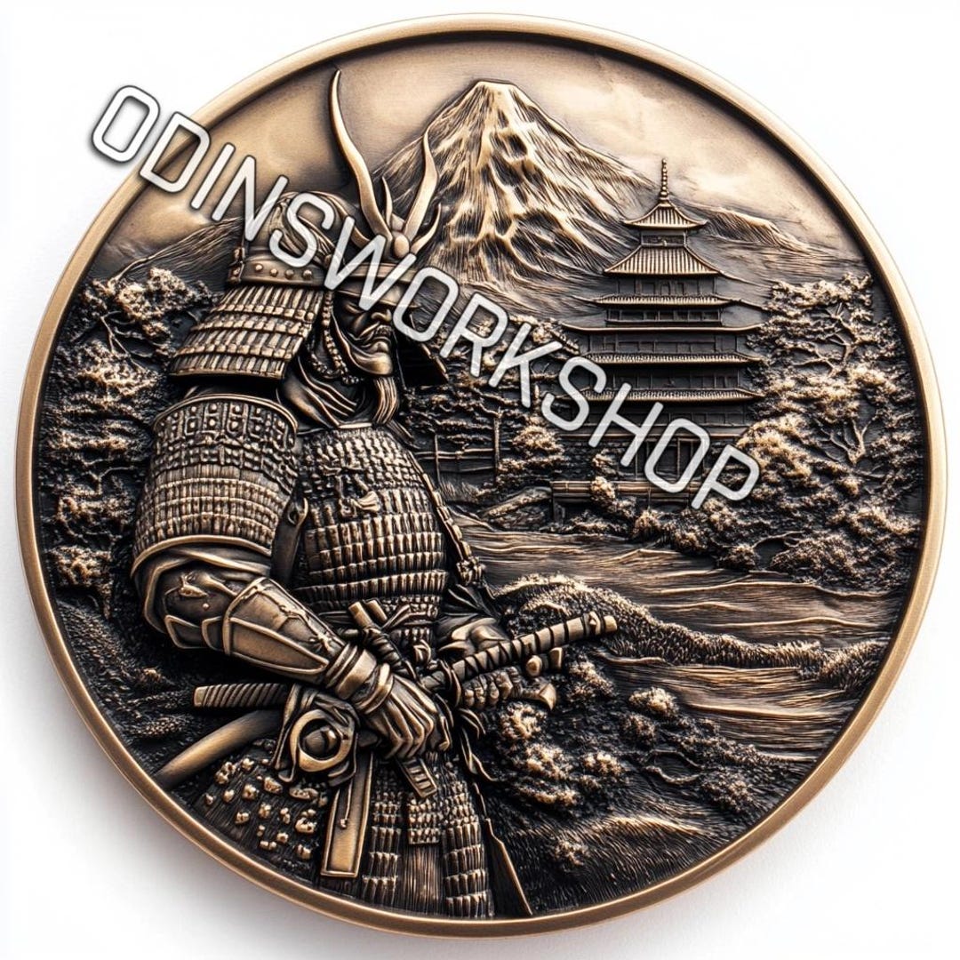 Japanese Edo Ronin Coin 3D Embossing Design (PNG) - Etsy