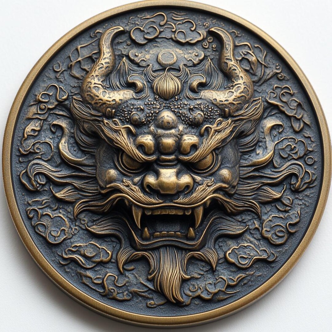 Japanese Oni Coin 3D Embossing Files: Fiber Laser Engraving Designs - Etsy