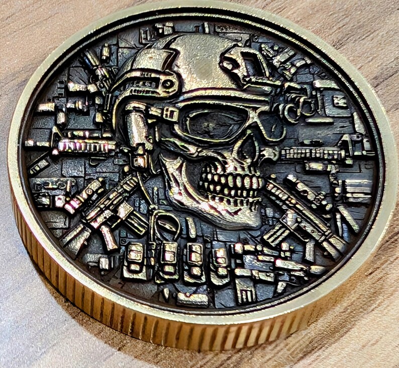 Mercenary Skull Coin 3D Embossing Design: Fiber Laser Engraving (PNG ...