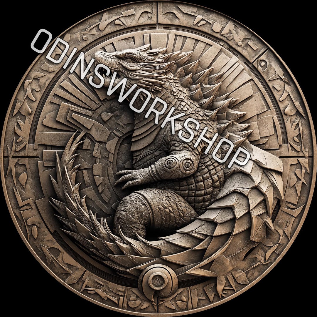 U- the Merc Life GODZILLA Concept Coin 4K STL + PNG 3d Embossing Files ...