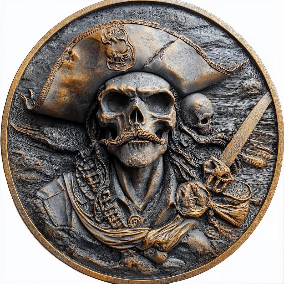 U- Skeleton Pirate 4K PNG 3d Embossing Files, Fiber Laser Engraving ...