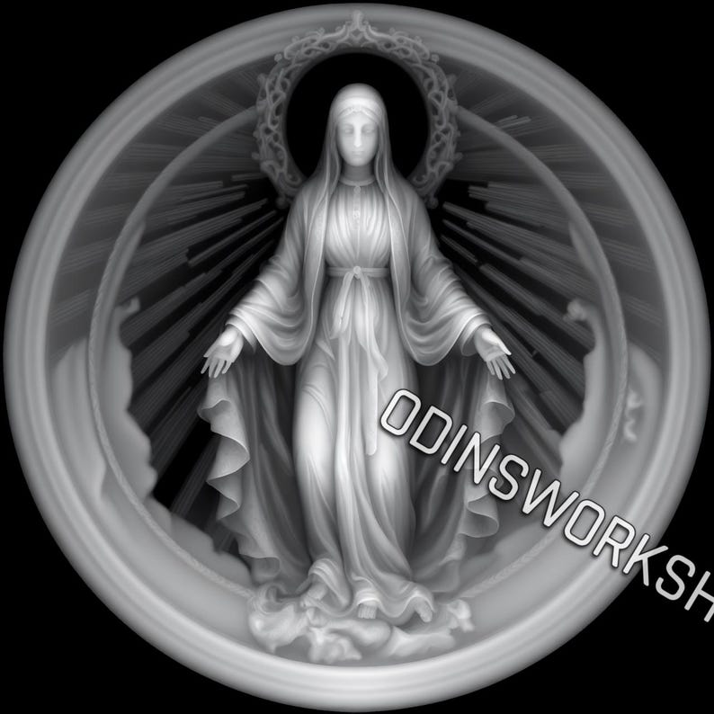 U- Virgin Mary 4K PNG+STL Embossing Files, Fiber Laser Engraving ...