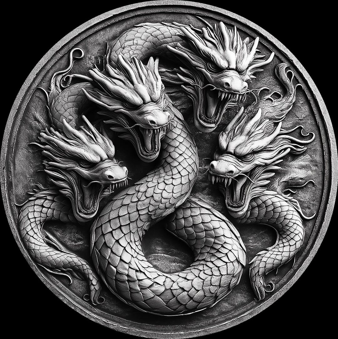 Hydra 3D Embossing File: Coin Engraving Depth Map (PNG) - Etsy