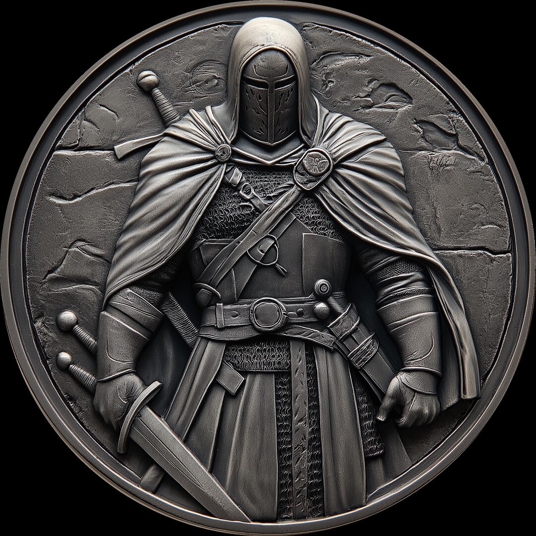 Templar Knight 3D Embossing Design: Fiber Laser Engraving File (PNG) - Etsy