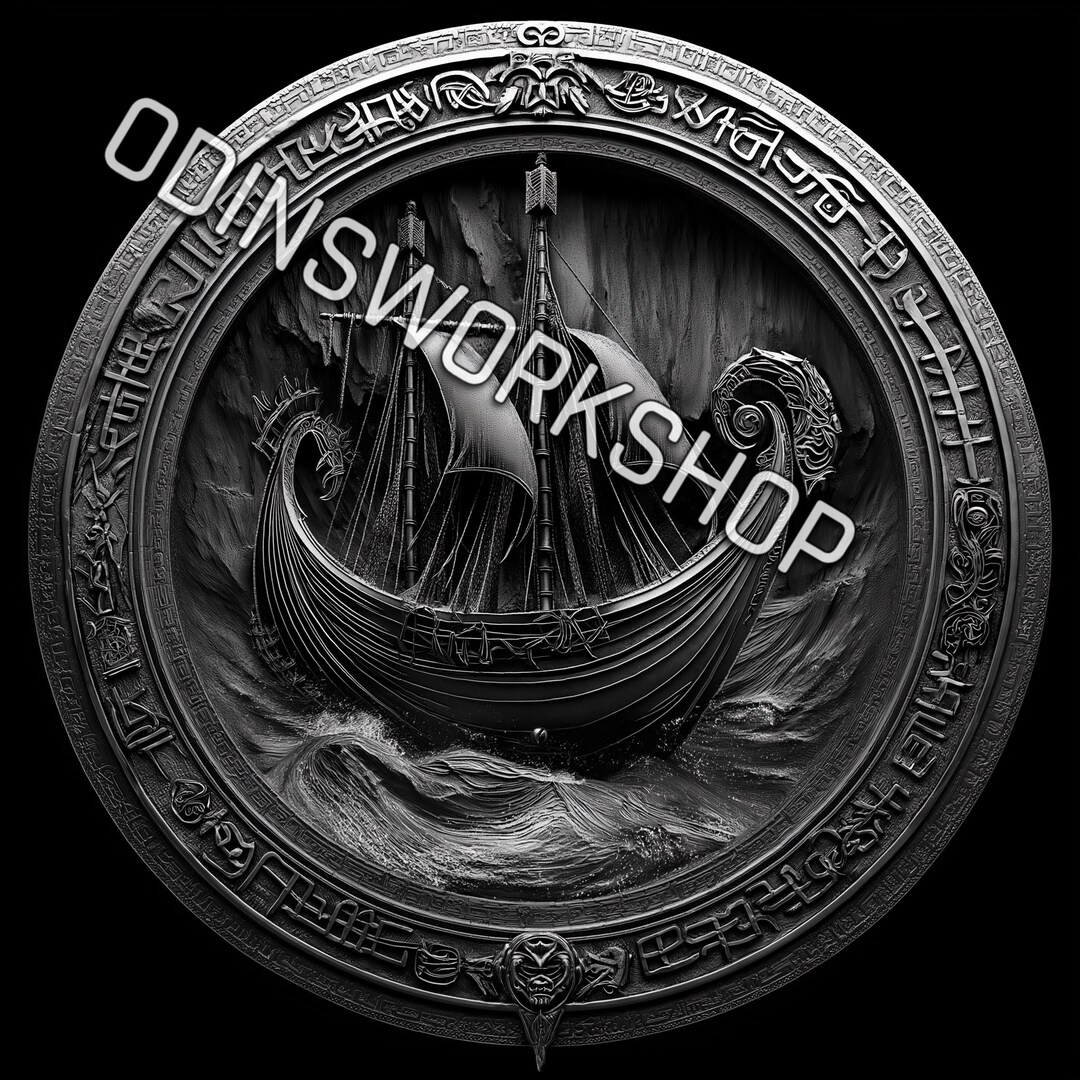Viking Odin Embossing Design: Norse Ship STL + PNG Files - Etsy
