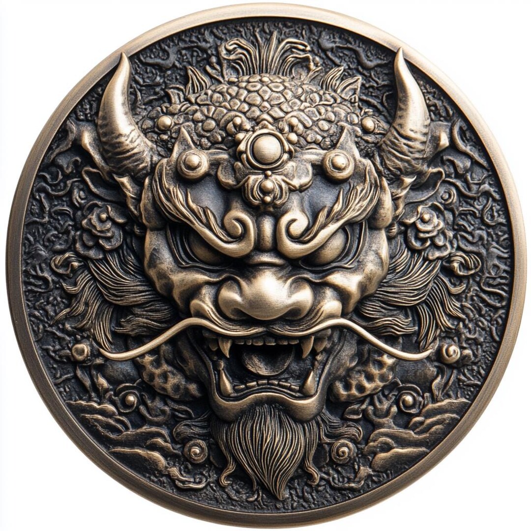 JAPANESE ONI Coin 3d Embossing Files, Fiber Laser Engraving Designs ...
