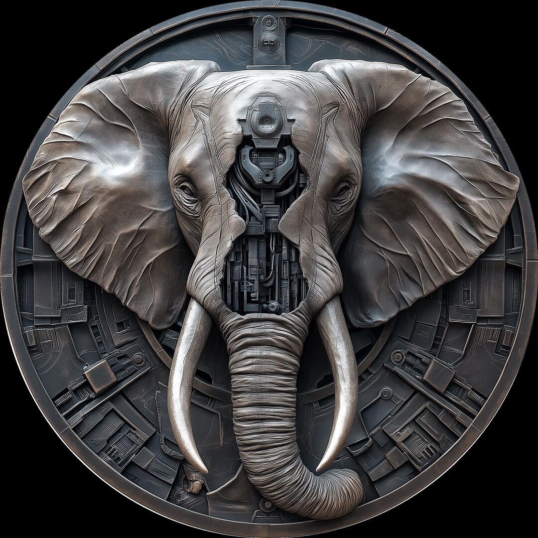 U- Mech African ELEPHANT 4K PNG 3d Embossing Files, Fiber Laser ...