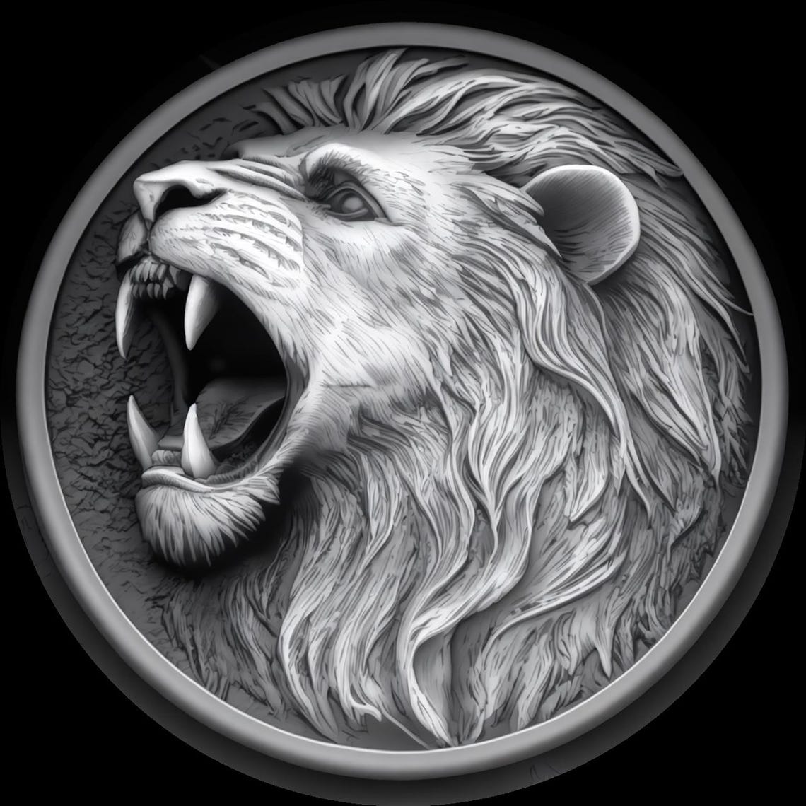 Lion 3D Embossing Design: Fiber Laser Engraving Files (PNG) - Etsy