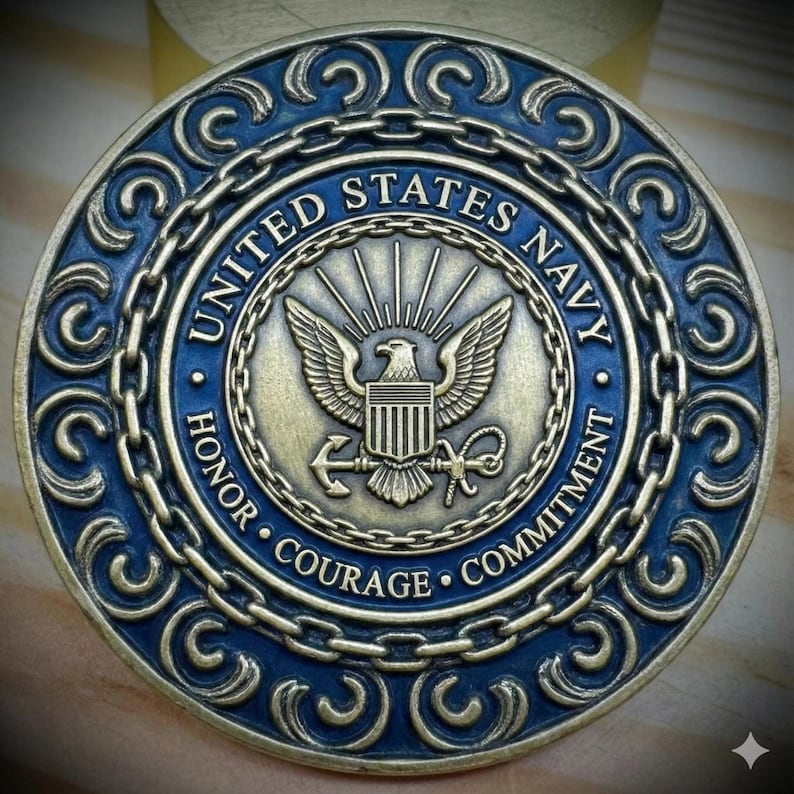 3D Embossing Depth Map: US Navy. Antiqued Coin Design (PNG, Fiber Laser ...