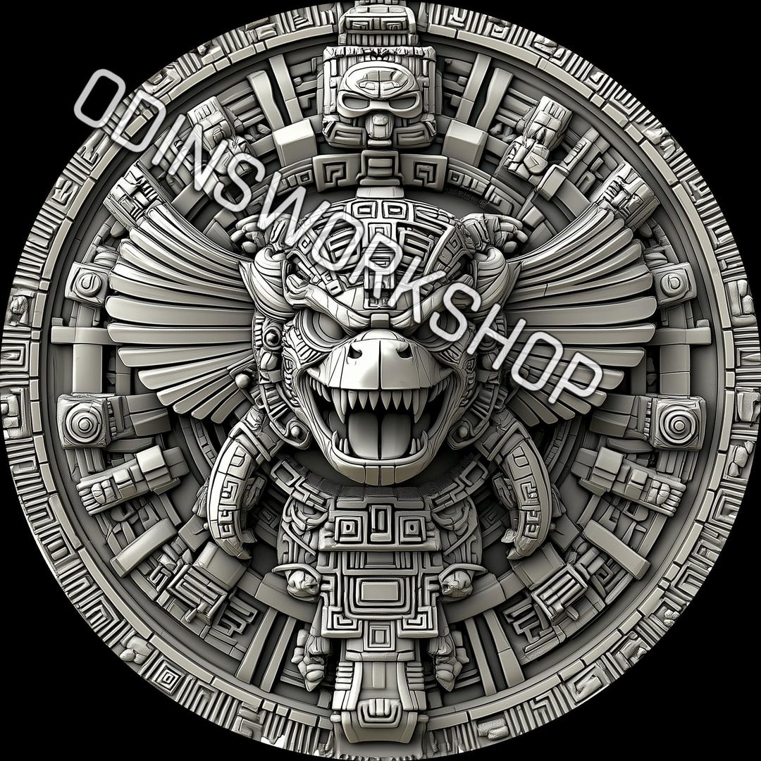 Mayan Calendar 3D Embossing Design: Fiber Laser Engraving File (PNG) - Etsy