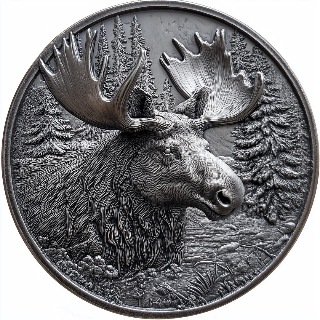 Bull Moose 3D Embossing Design: Coin Engraving Files (PNG, STL) - Etsy