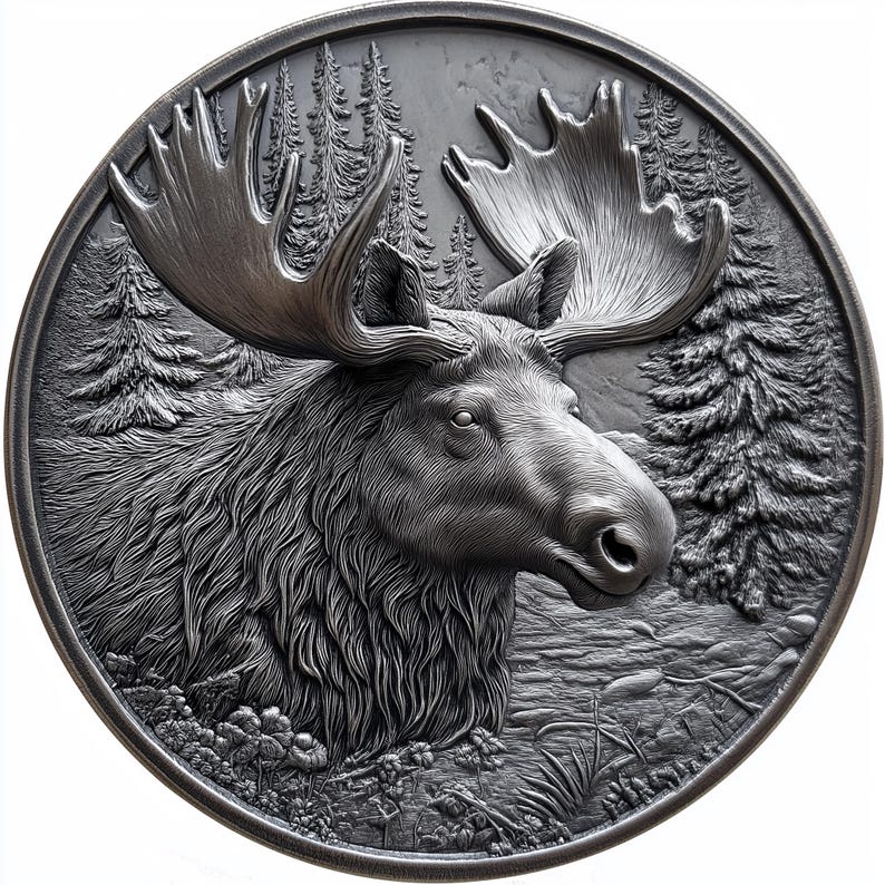 Bull Moose 3D Embossing Design: Coin Engraving Files (PNG, STL) - Etsy ...