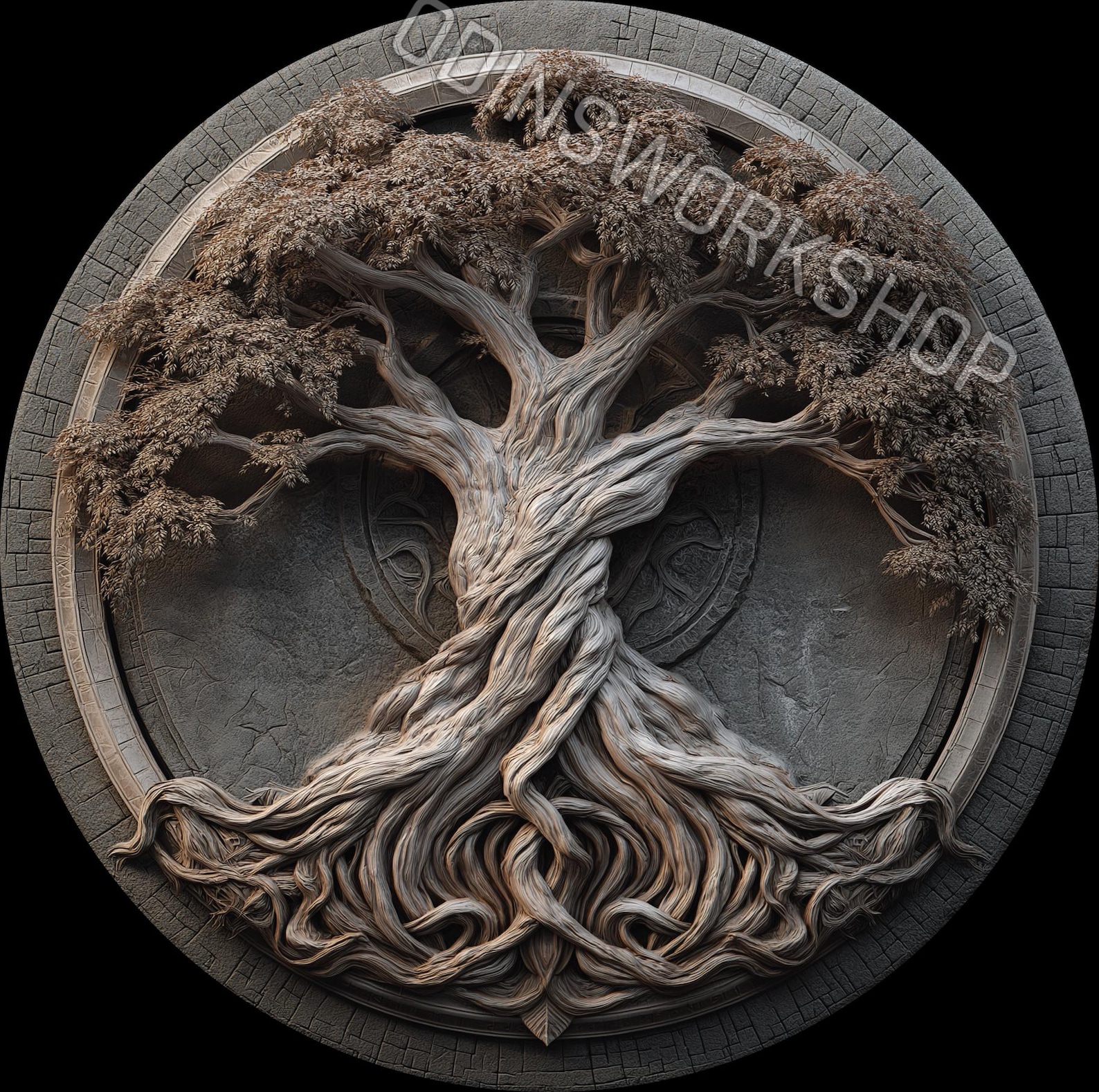 Tree of Life 3D Embossing Design: Coin/edc/challenge Coin (PNG, STL ...