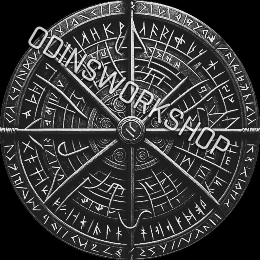 Viking Vegvisir Coin Design: 3D Embossing, Laser Engraving (PNG, STL ...