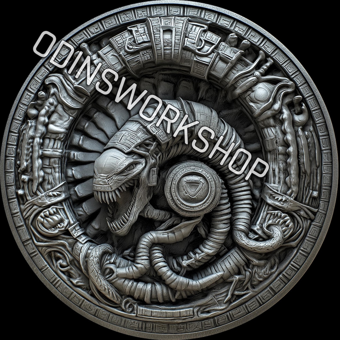 HR Giger Mayan Calendar 3D Embossing File: Laser Engraving Design (PNG ...