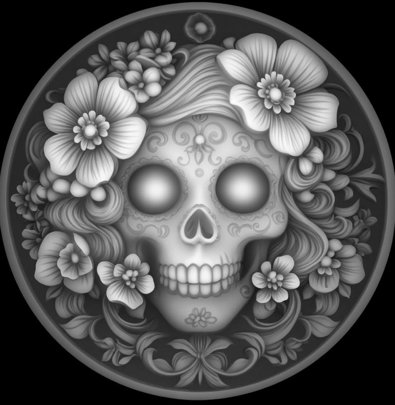 Sugar Skull 3D Embossing Designs: Dia De Los Muertos PNG Files - Etsy