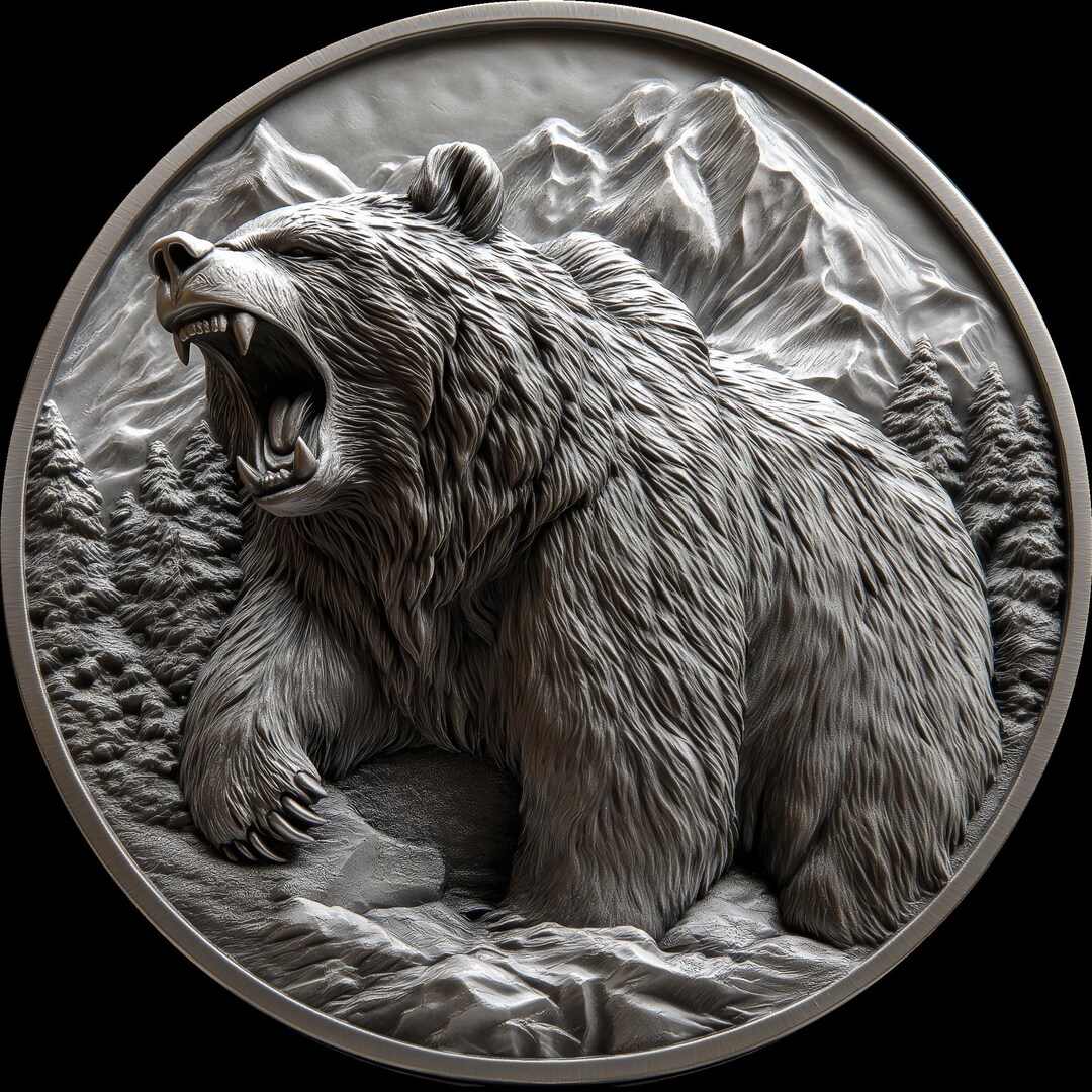 U- Yellowstone Grizzly Bear 3d Embossing Files, Fiber Laser Engraving ...