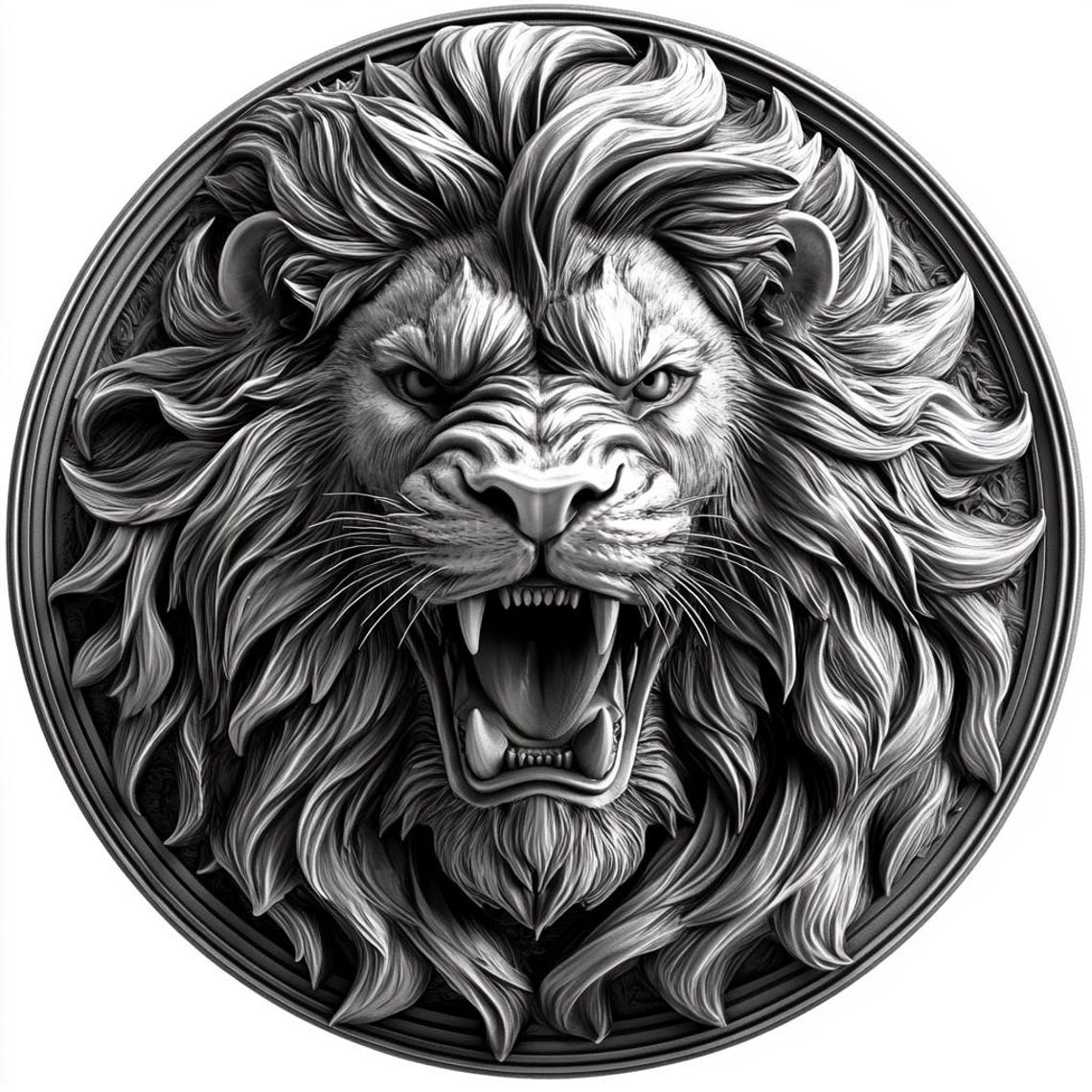 Lion 3D Embossing Files: Fiber Laser Engraving Design (PNG Depth Map ...