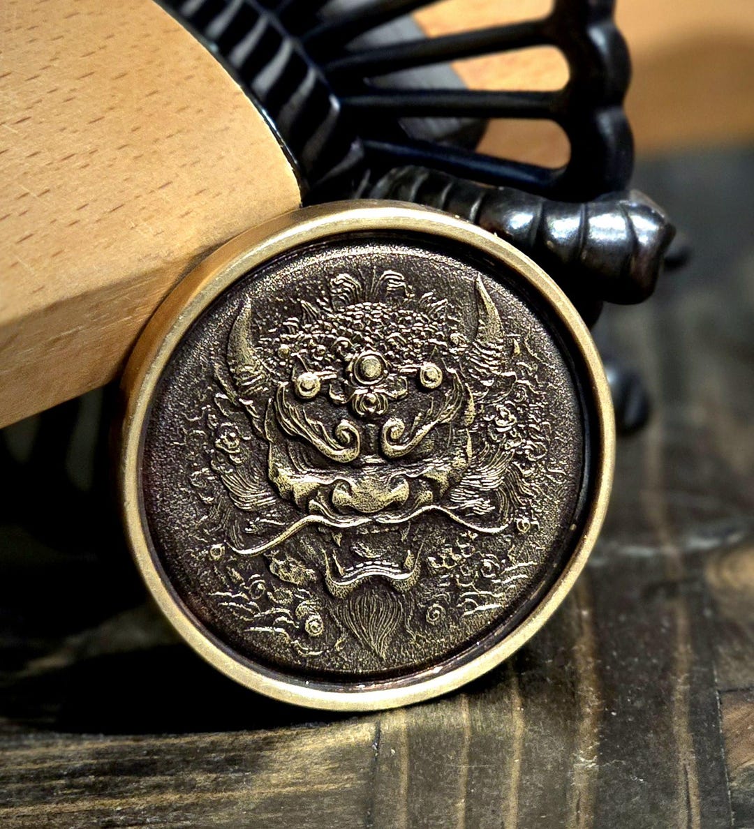 Japanese Oni Coin. EDC Worry Token. Challenge Coin. Solid Brass. Double ...