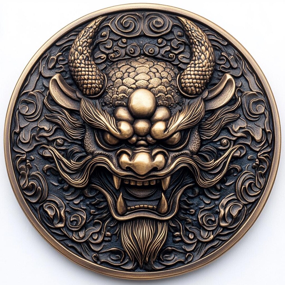 Japanese Oni Coin 3D Embossing Files: Fiber Laser Engraving Designs - Etsy