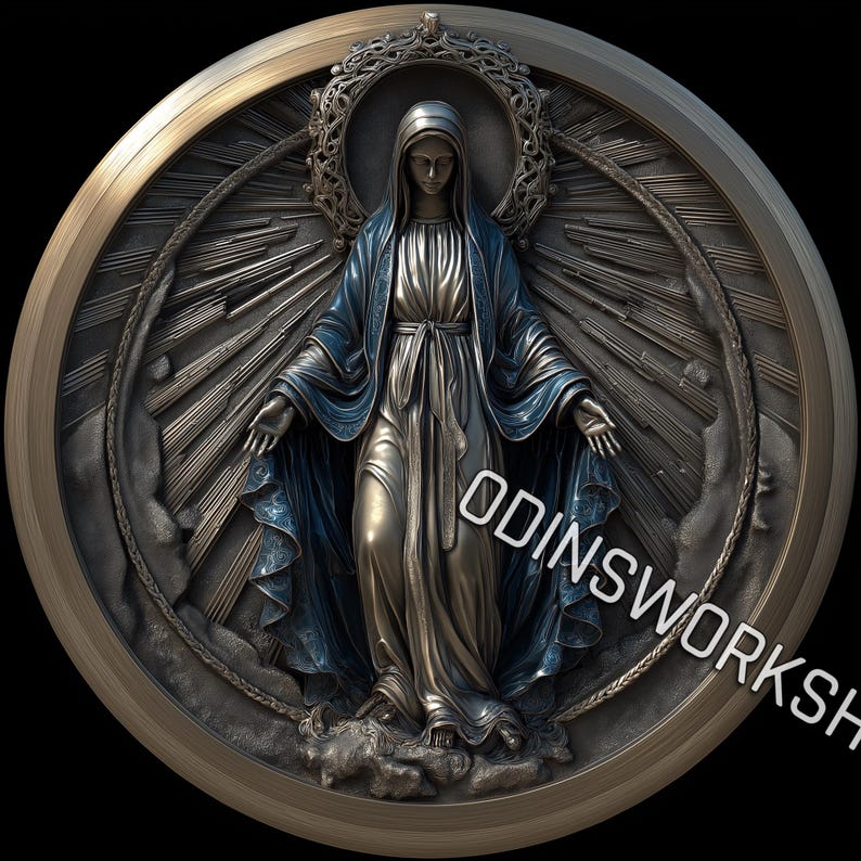 U- Virgin Mary 4K PNG+STL Embossing Files, Fiber Laser Engraving ...