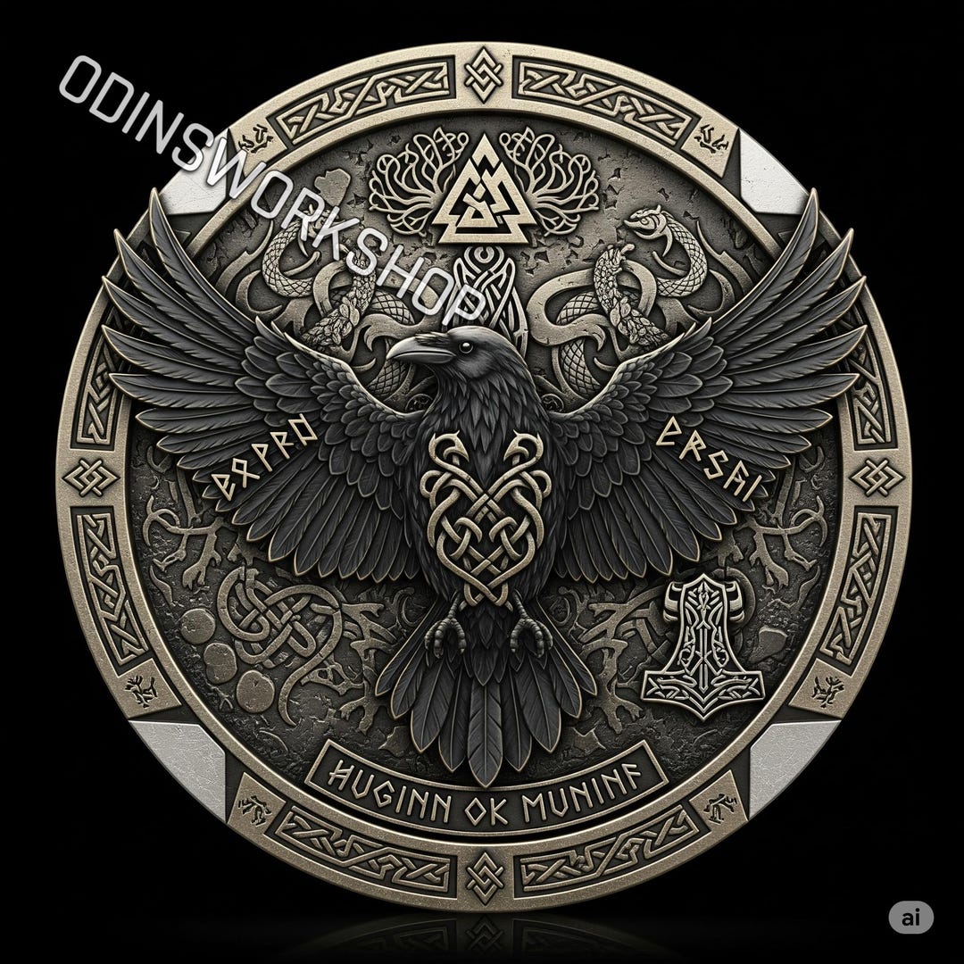 Norse Raven 3D Embossing Design: Coin/edc/challenge Coin (PNG Files) - Etsy