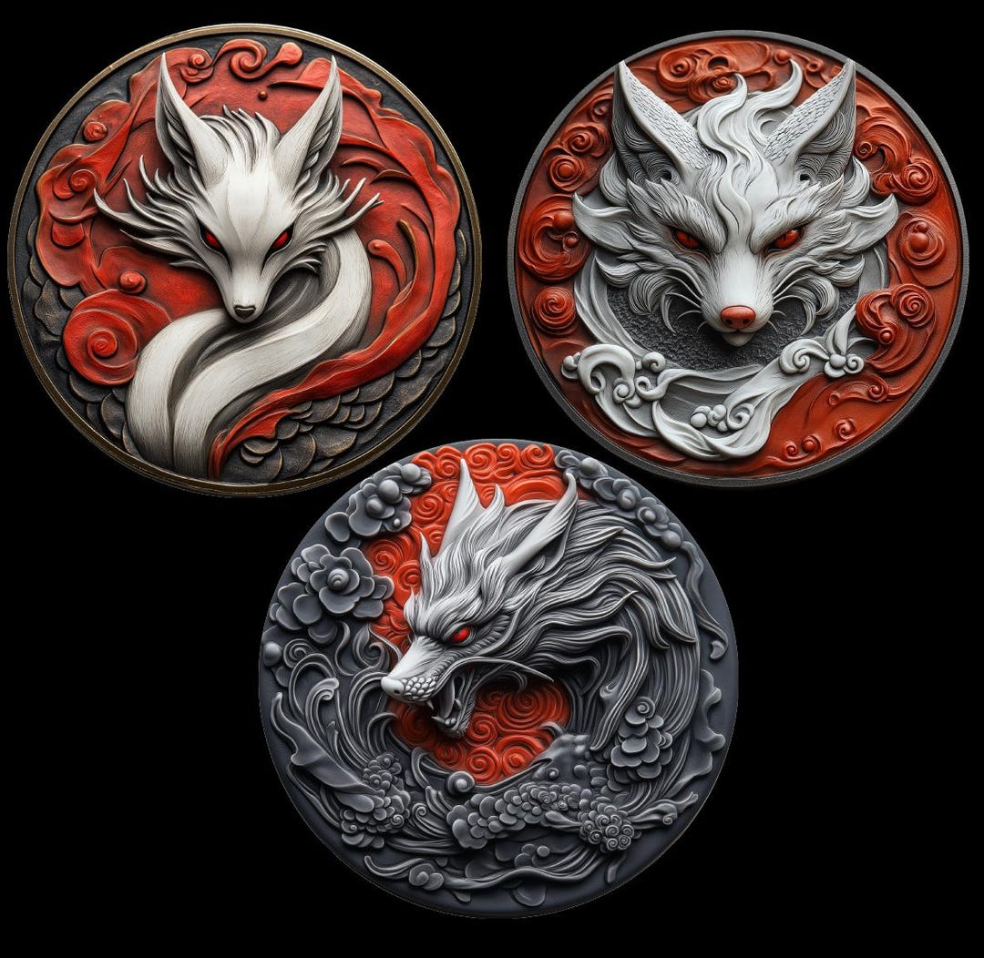 Japanese 9 Tails Fox Demon: 4k Embossing Laser Engraving Files - Etsy