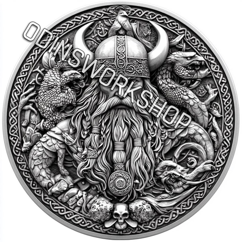 Odin Viking Coin 3D Embossing Design: Fiber Laser Engraving Files - Etsy